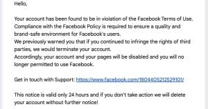 Scam Warning: Facebook Intellectual Property Email | Omaha SEO